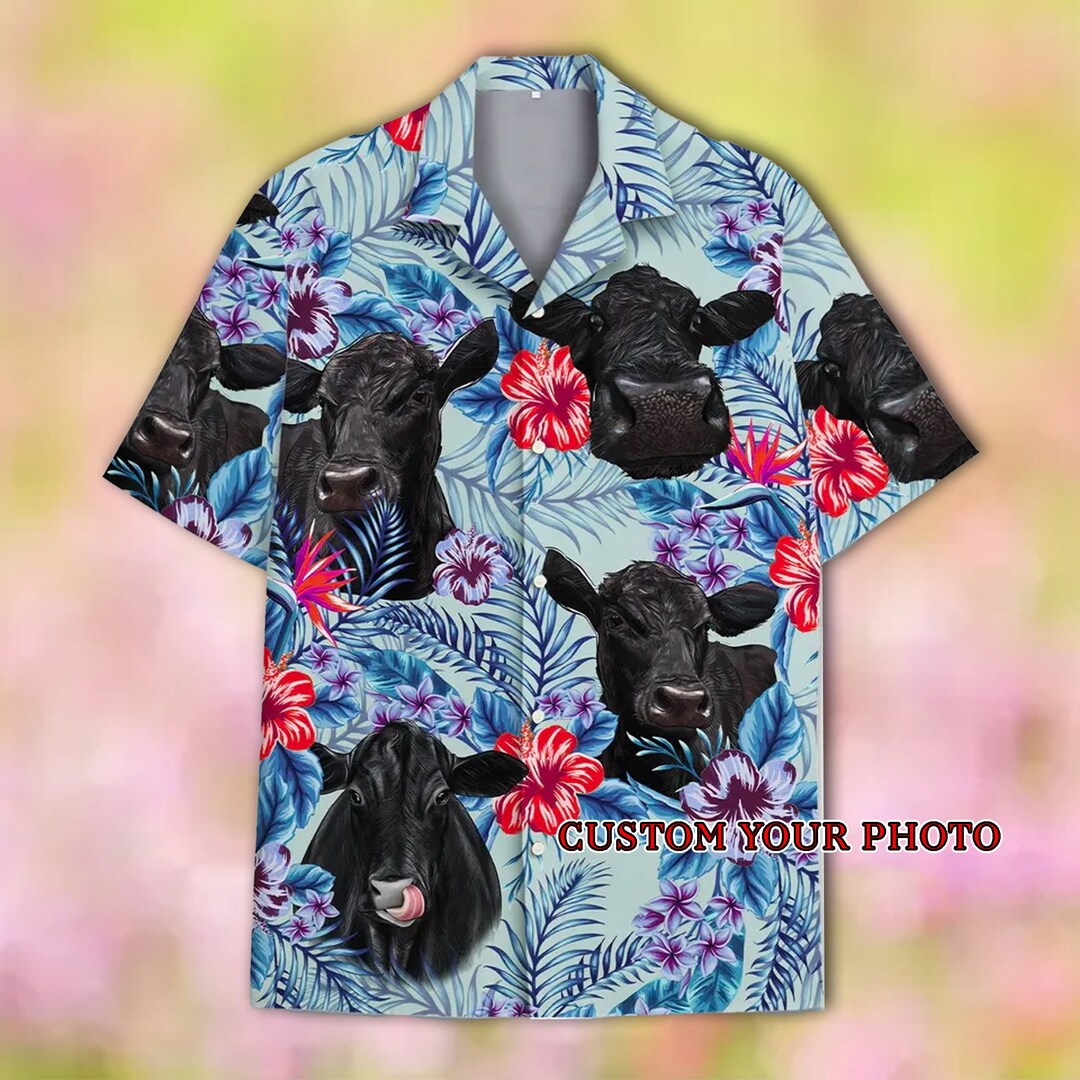 Black Angus Cow Cattle Hawaiian Shirt, Cattle Tropical Shirt, Button up ...