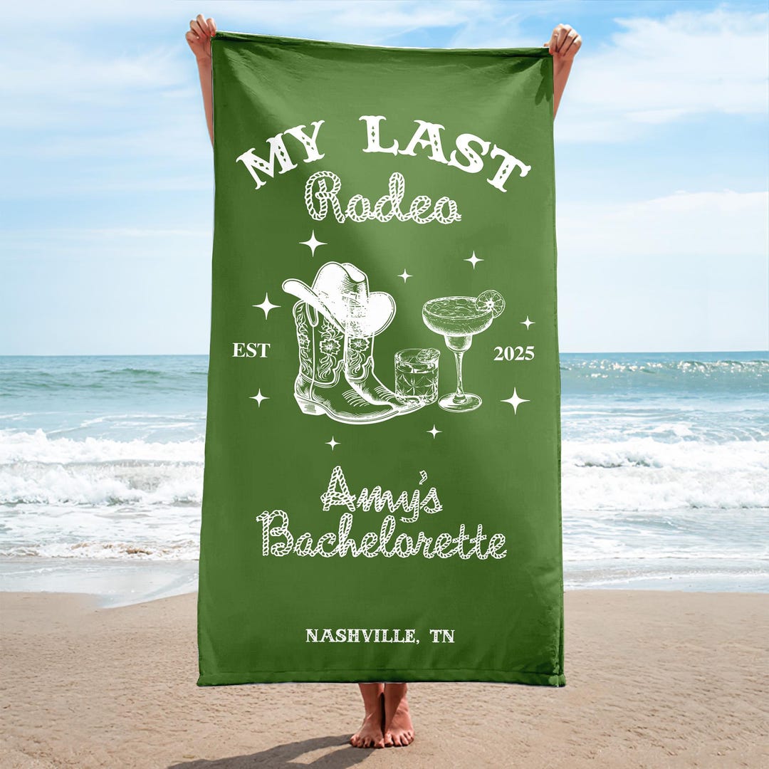 Personalized Last Rodeo Bachelorette Beach Towel, Custom Nashville ...