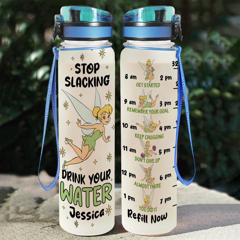 Custom DN Tinker Bell Fairy Water Tracker Bottle, Princess Drink Bottle ...