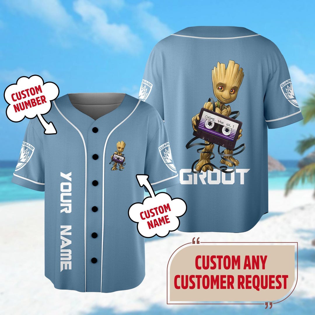 Personalized Groot Guardian of the Galaxy Cassette Tape Baseball Jersey ...