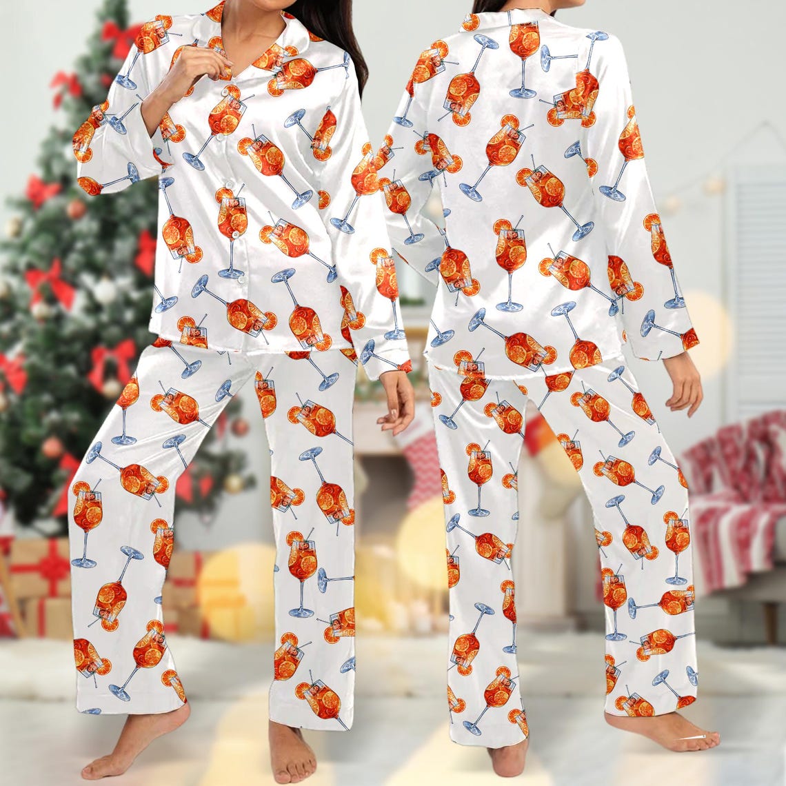Aperol Spritz Watercolor Pajama Set, Watercolor Cocktail Pajamas Set ...