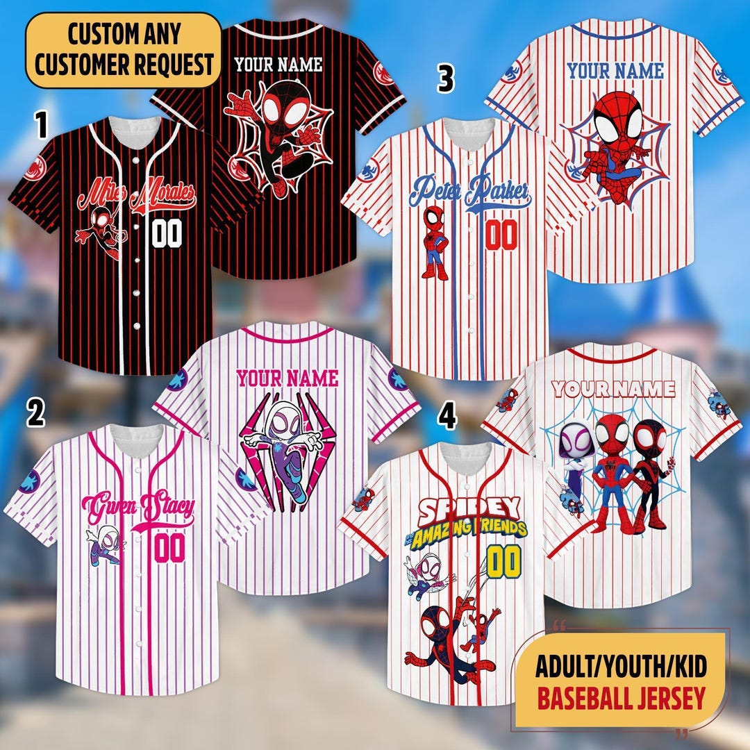 Custom Spidey and His Amazing Friends Baseball Jersey, Spider Verse ...
