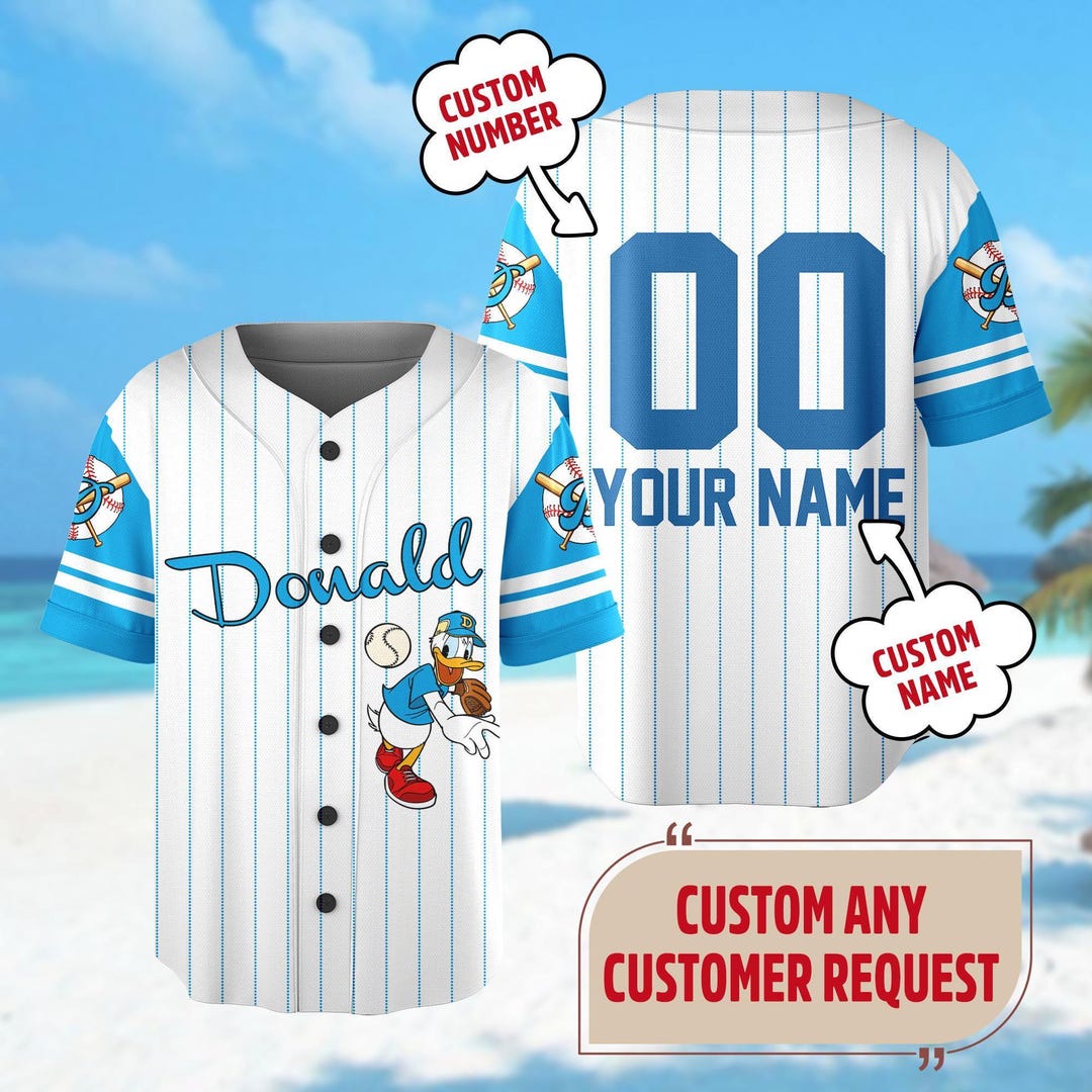 Personalized Disney Donald Duck Baseball Jersey, Donald Duck Baseball ...