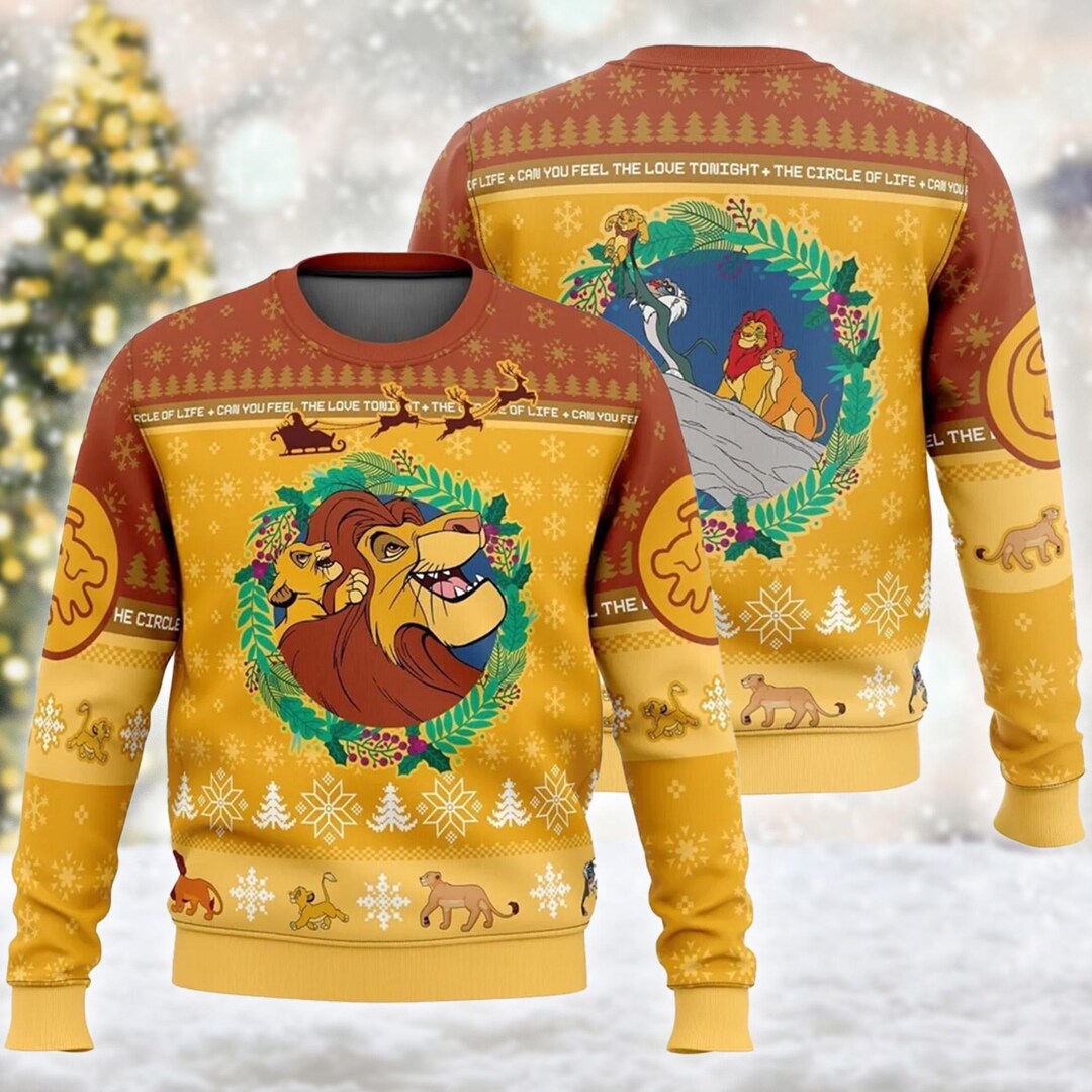 The Lion King Ugly Christmas Sweater, Mufasa and Simba Xmas Holiday ...
