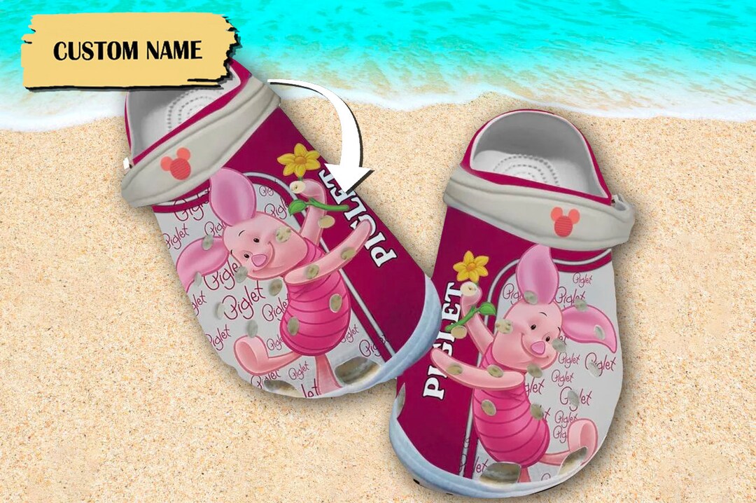 Custom Pig With Flower Clog, Cute Pig Clogs, Bear Movie Sandals, Pig ...