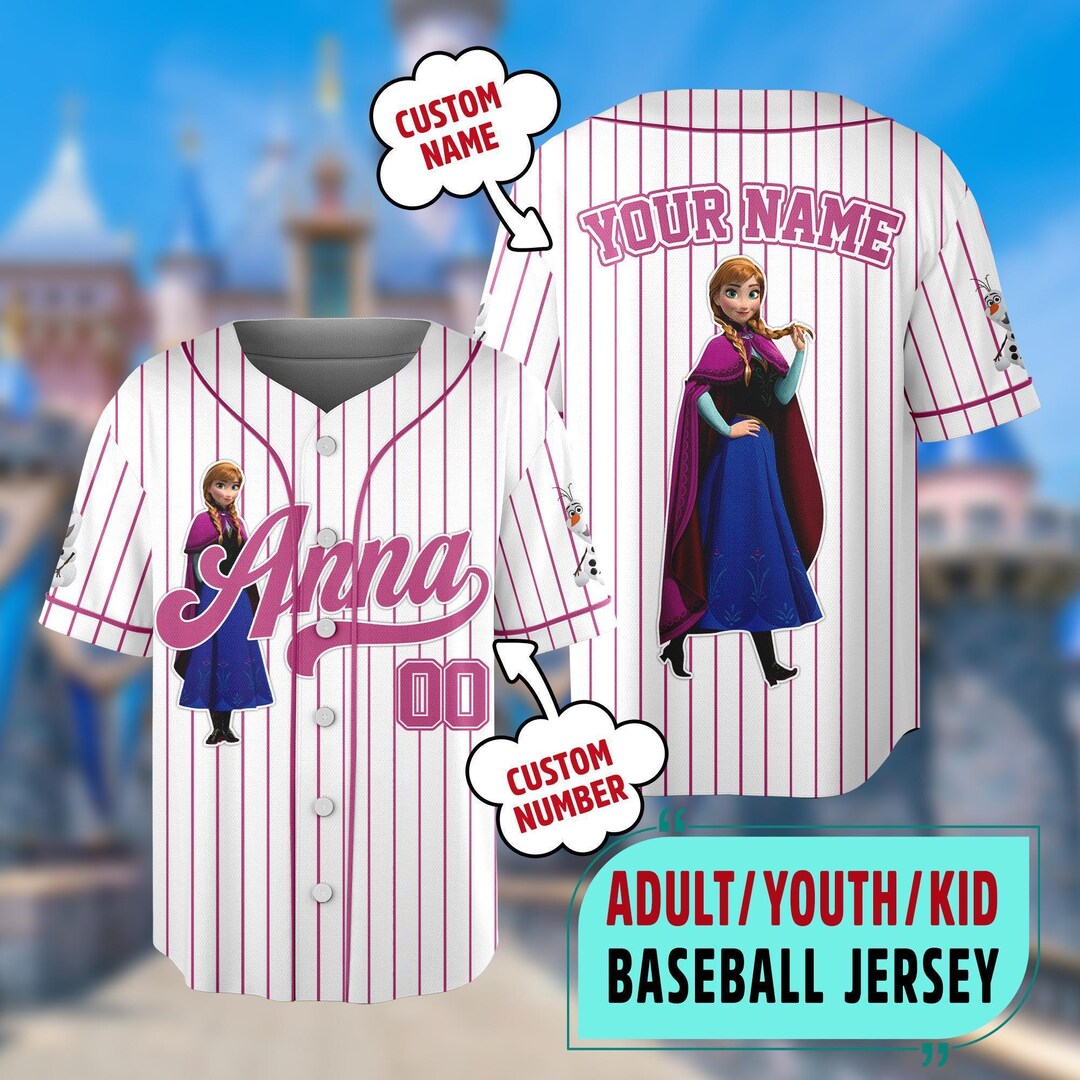 Custom Anna Princess Baseball Jersey, Custom Name Frozen Princess Kid ...