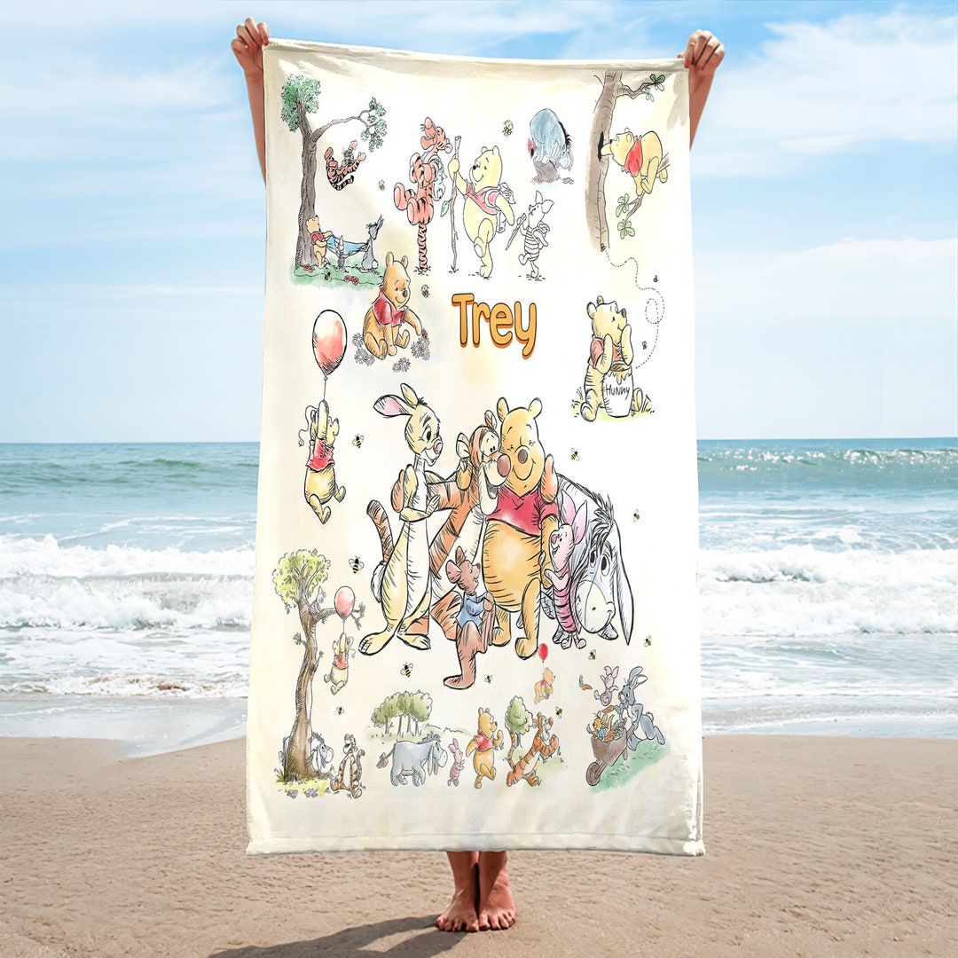 Personalized Watercolor Pooh Beach Towels, Winnie the Pooh Towels ...