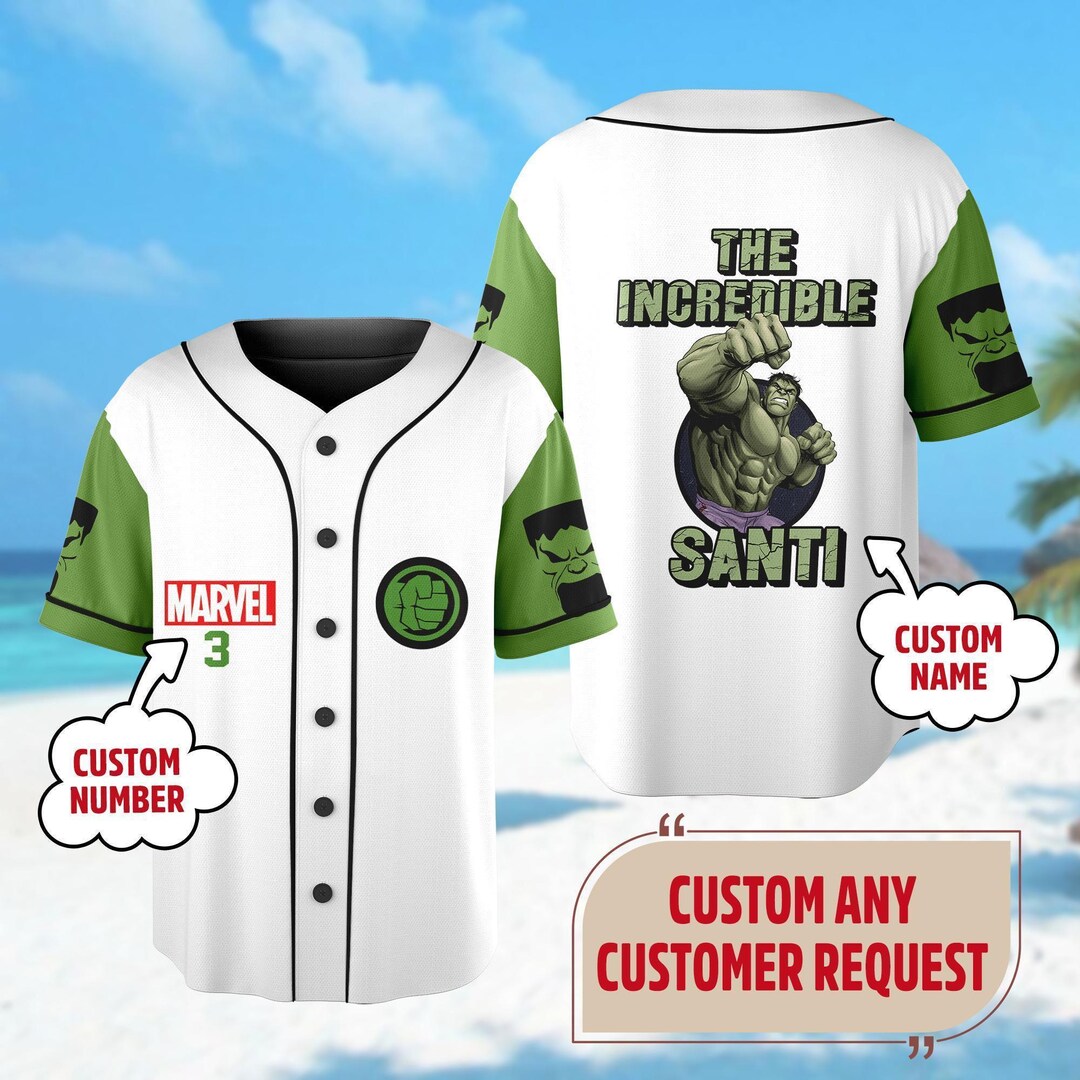 Custom Hulk up Bulk up Baseball Jersey, Hulk Baseball Jersey Team ...