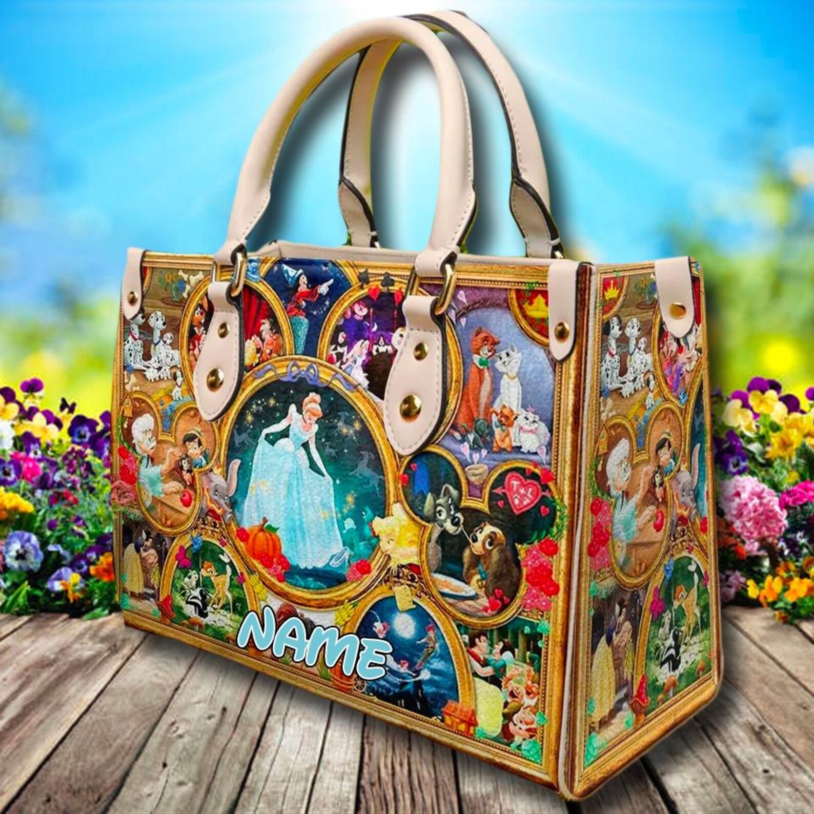 Custom Princess Leather Bag, Disney Movie Bag, Cartoon Leather ...