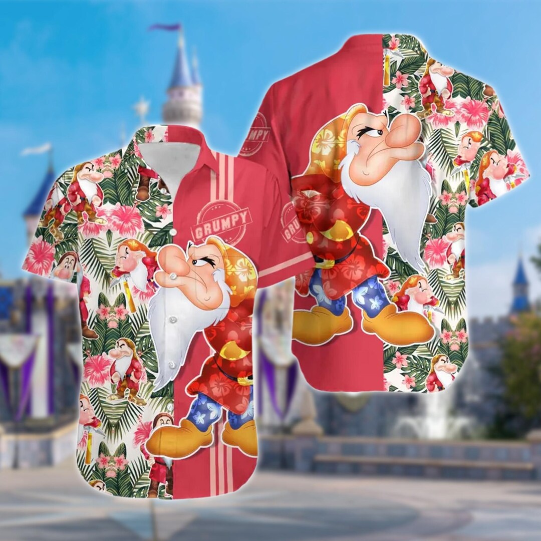 Grumpy Dwarf Floral Hawaiian Shirt, Funny Grumpy Beach Pattern Hawaiian ...