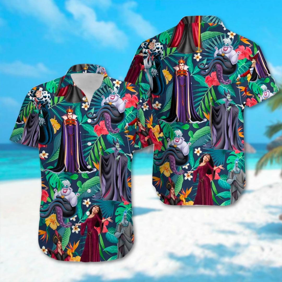 Villain Halloween Hawaiian Shirt, Ursula Maleficent Evil Queen Cruella ...