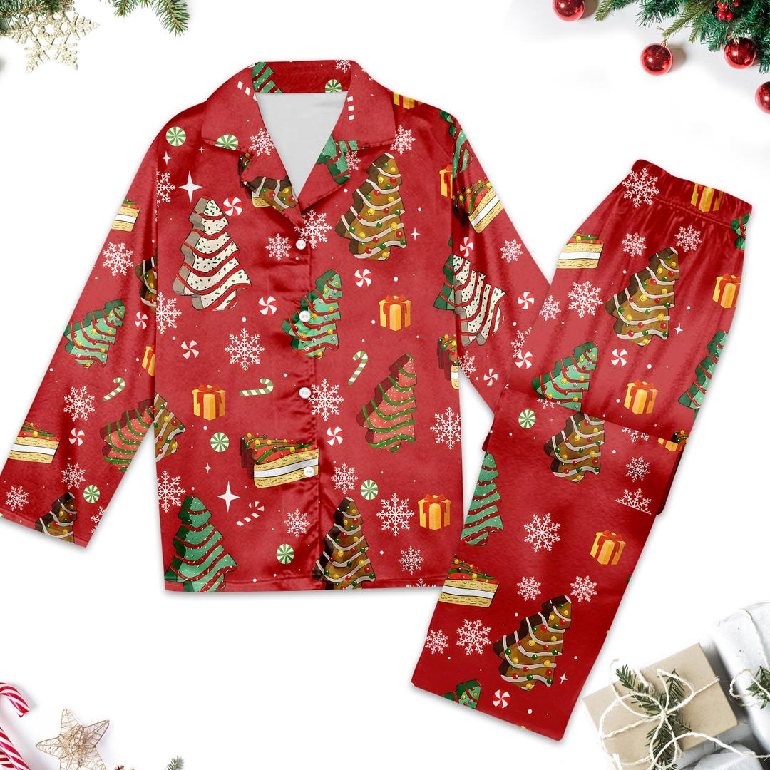 Christmas Tree Pajamas Set, Christmas Tree Button up Shirt, Christmas ...