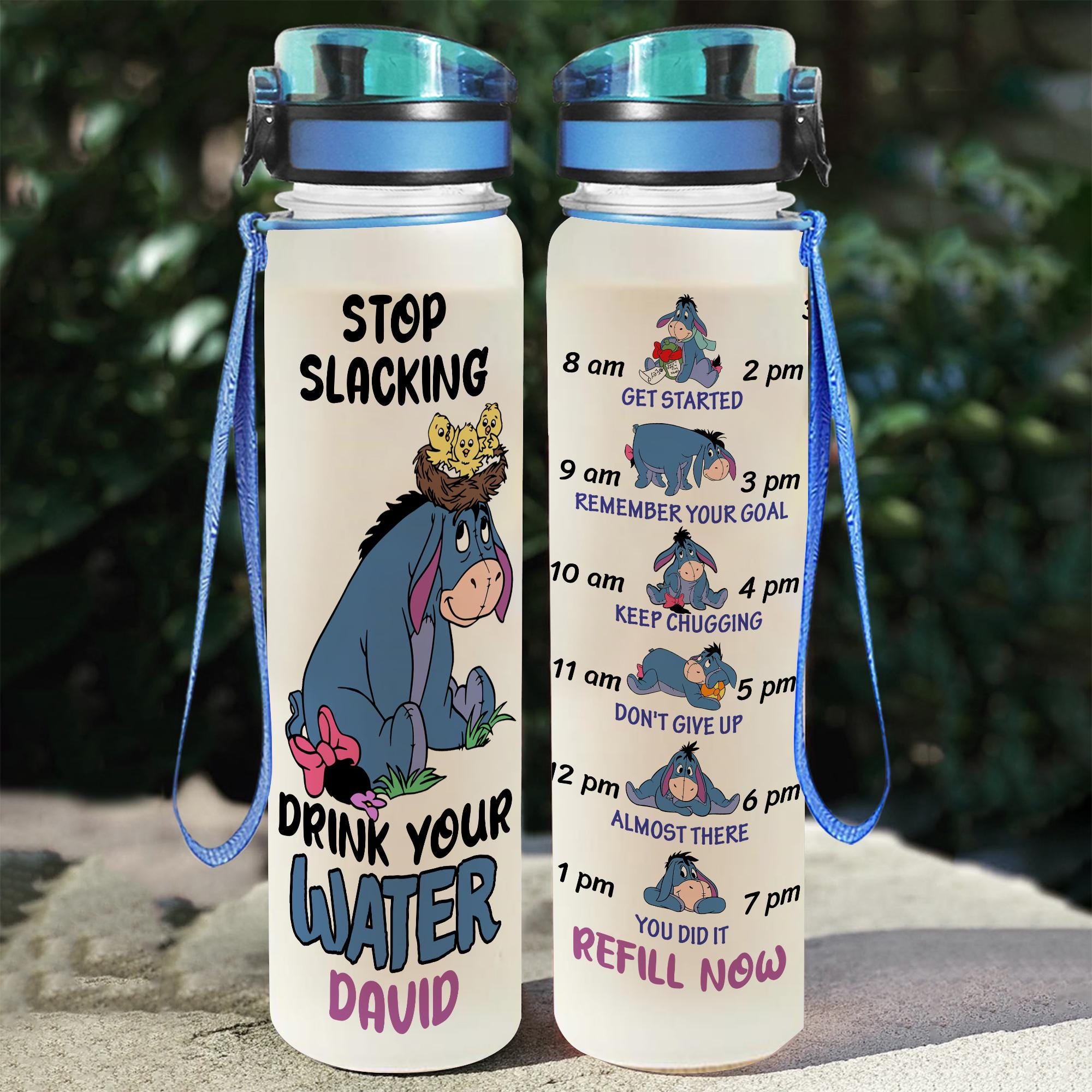 Custom DN Eeyore Water Tracker Bottle, Eeyore Motivational Bottle ...