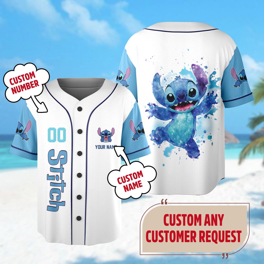 Personalized Disney Stitch Baseball Jersey, Custom Stitch Basketball ...