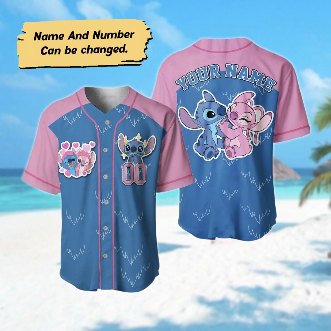 Custom Angel and Stitch Baseball Jersey, Angle Stitch Couple Jersey ...