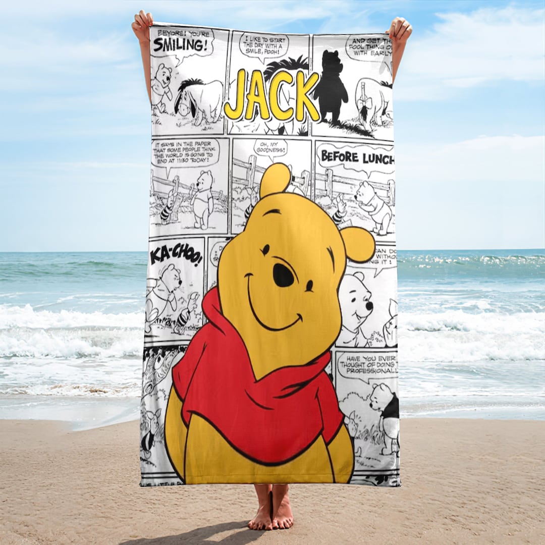 Personalized Cute Honey Bear Beach Towels, Custom Name Pooh Layout ...