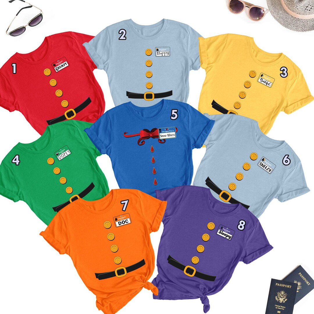 Dwarfs Matching Cosplay Shirts, 7 Dwarfs Costume Shirts, Halloween ...