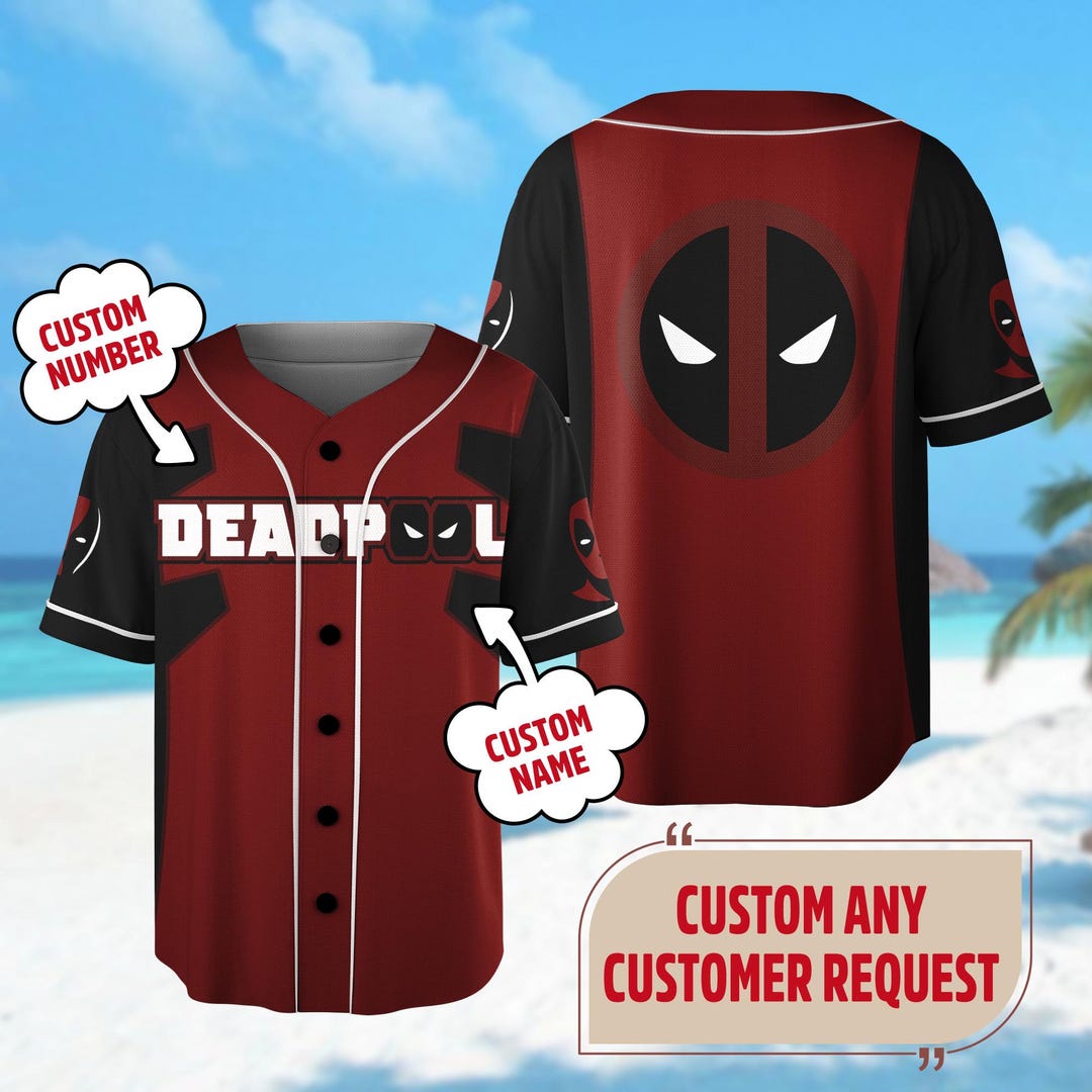 Personalized Deadpool Baseball Jersey, Custom Name Superhero Baseball ...