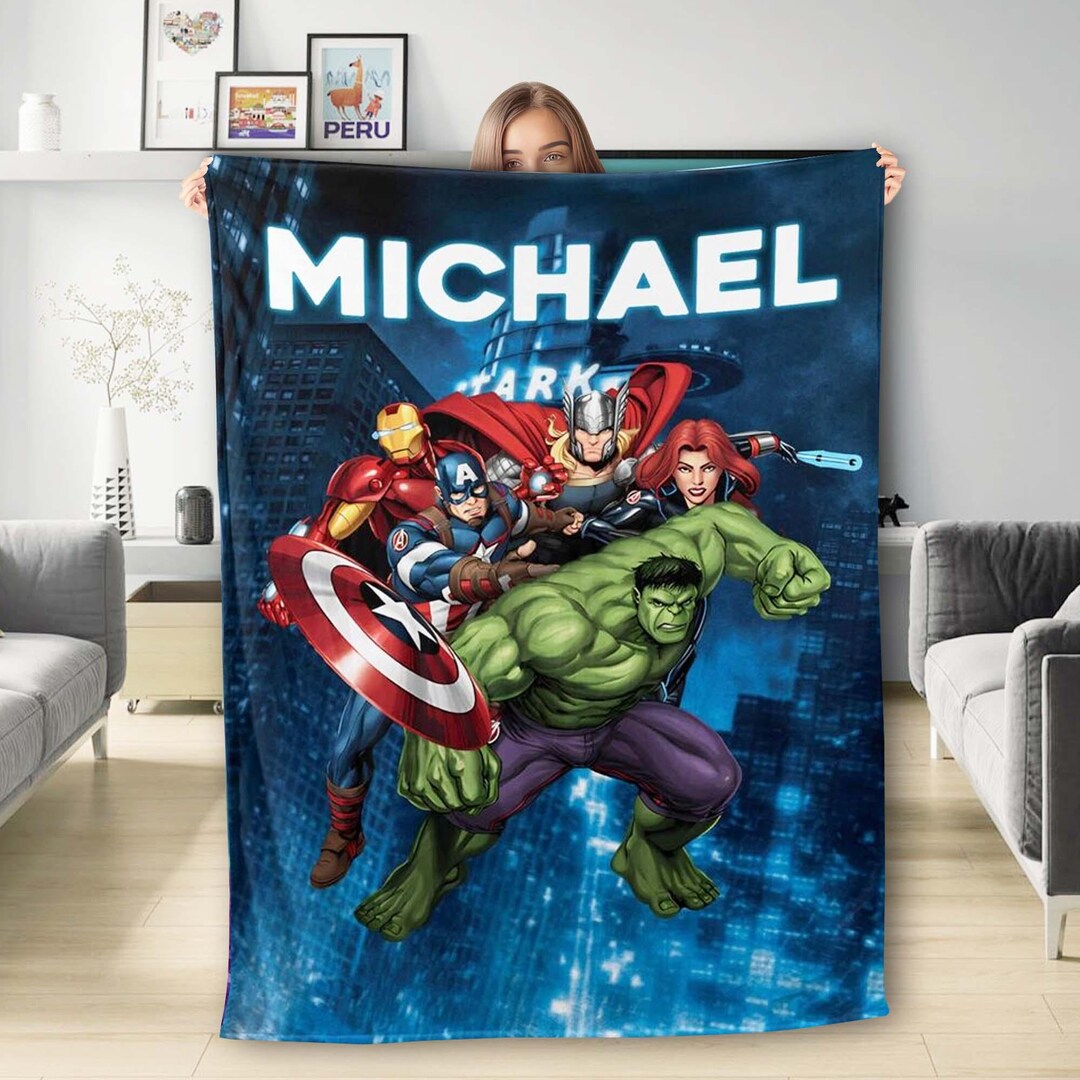 Personalized Hero Team Plush Fleece Blanket, Custom Name Superhero ...