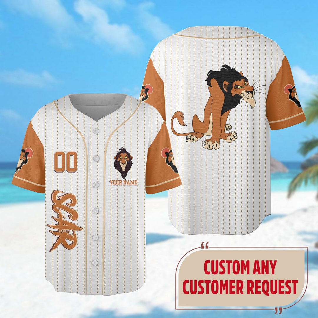 Custom Scar the Lion King Baseball Jersey, Scar Halloween Jersey Team ...