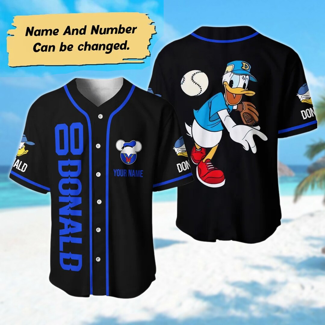 Personalized Donald Duck Baseball Jersey, Custom Name Duck Baseball ...