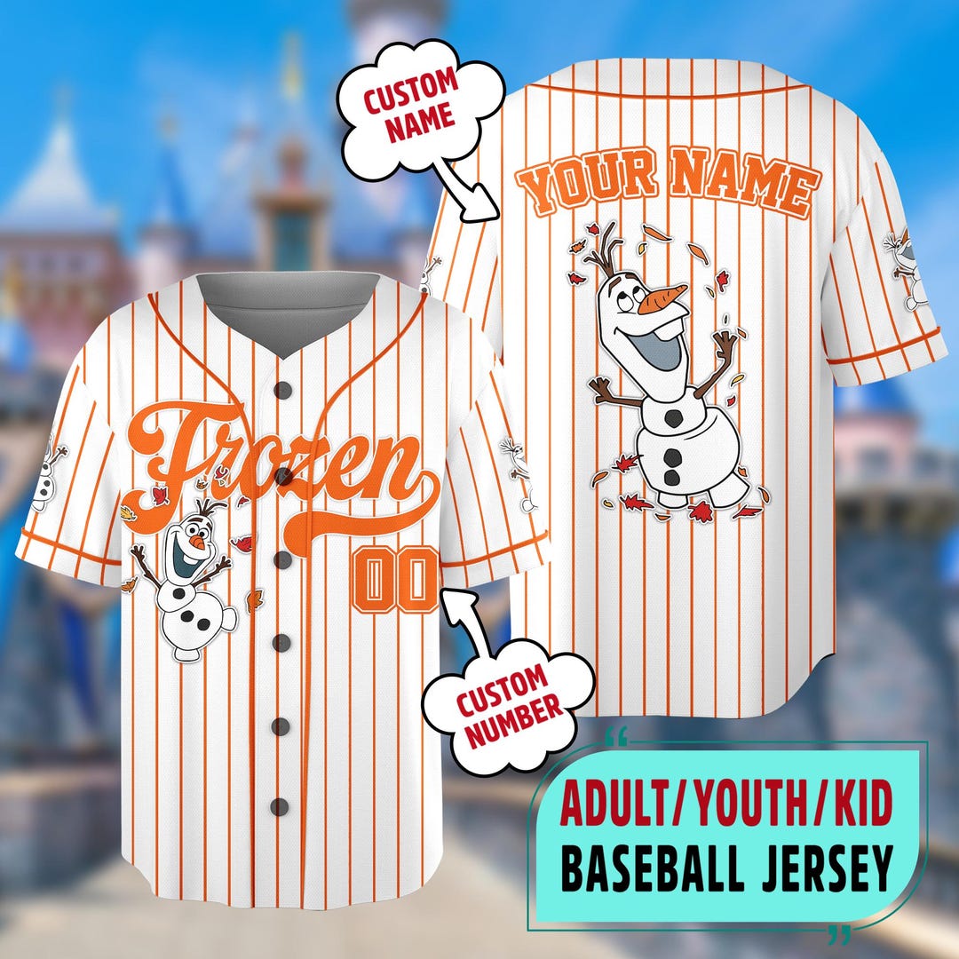 Custom Disney Frozen Olaf Simple Stripe Jersey, Custom Frozen Kid Youth ...
