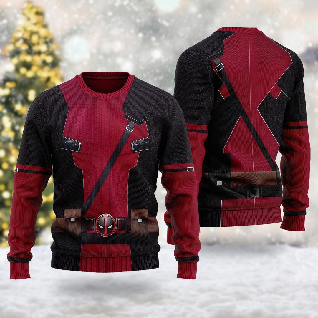 Deadpool Superhero Ugly Christmas Sweater, Deadpool & Wolverine Movie ...