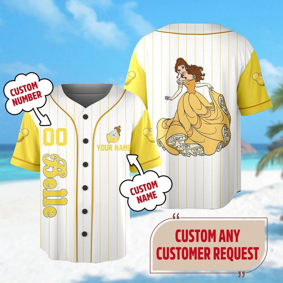 Custom Disney Beauty Princess and Beast Baseball Jersey, Beauty ...