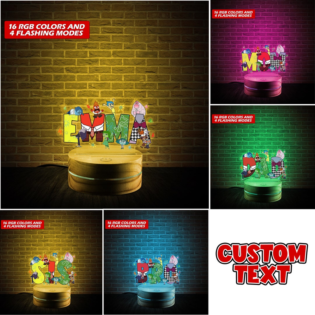 Custom Name Inside Out Night Light, Family Inside Out 2 Movie Room ...