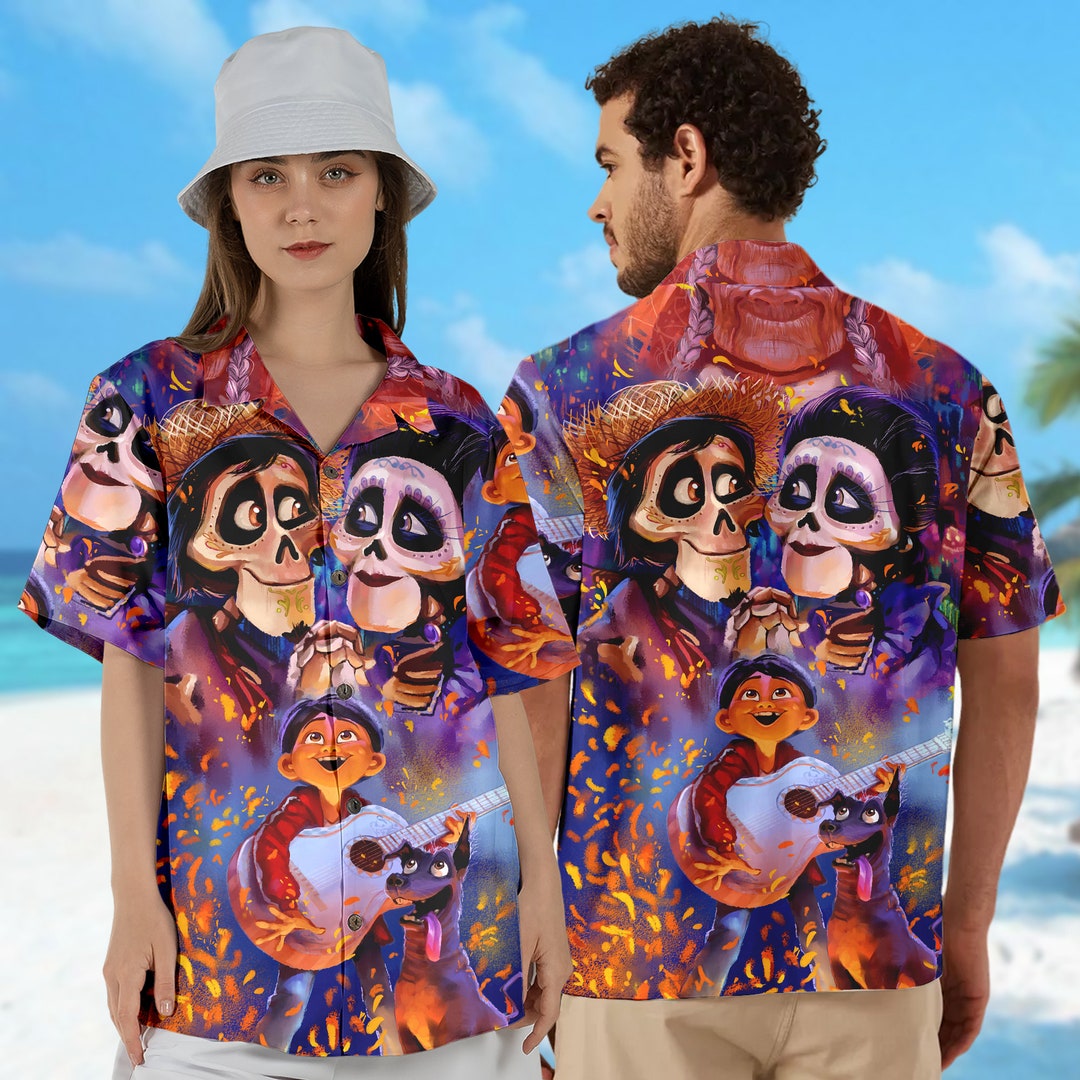 Coco Cartoon Skeleton Family Hawaii Beach Shirt, Coco Movie Halloween ...