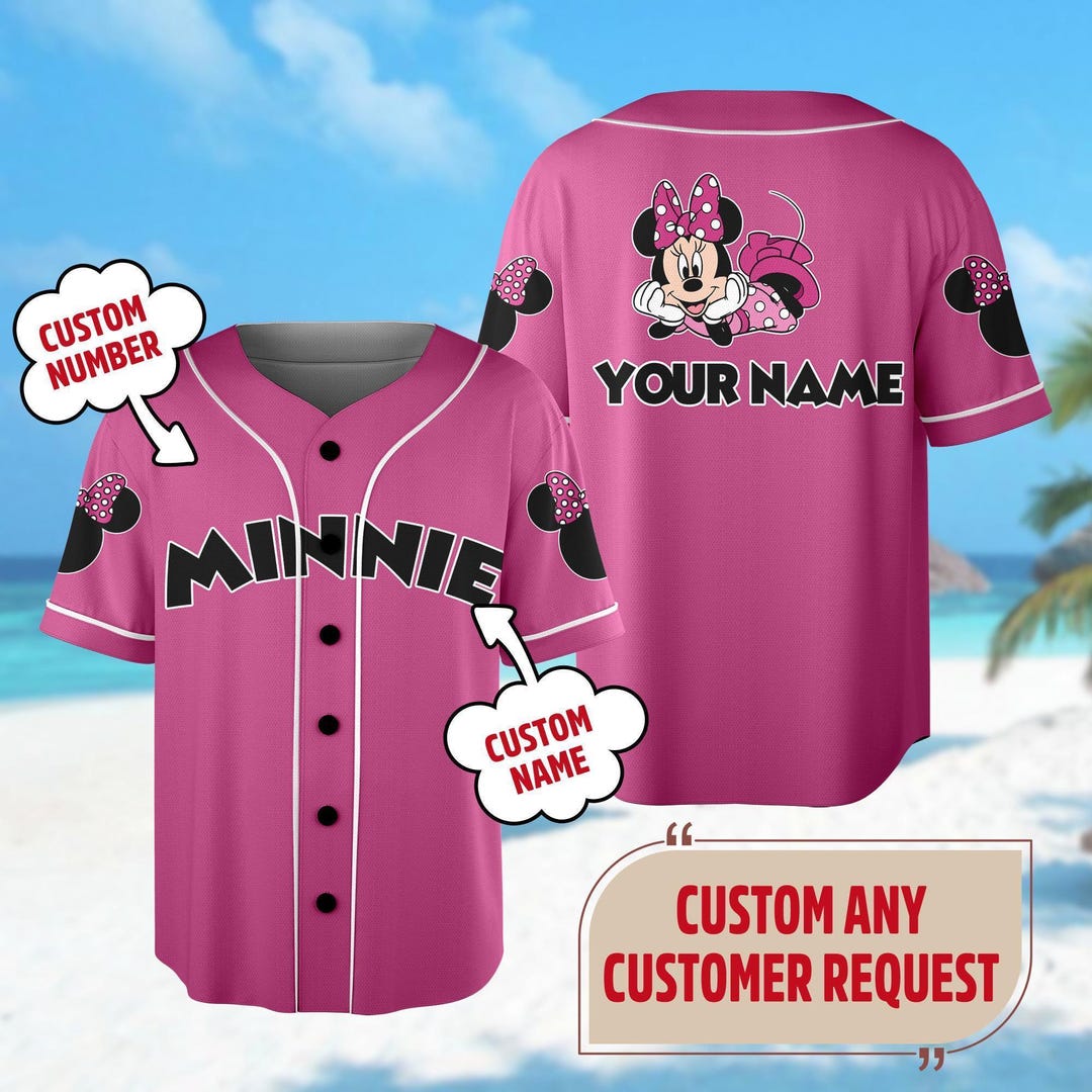 Personalized Disney Minnie Mouse Baseball Jersey, Minnie Baseball Shirt ...
