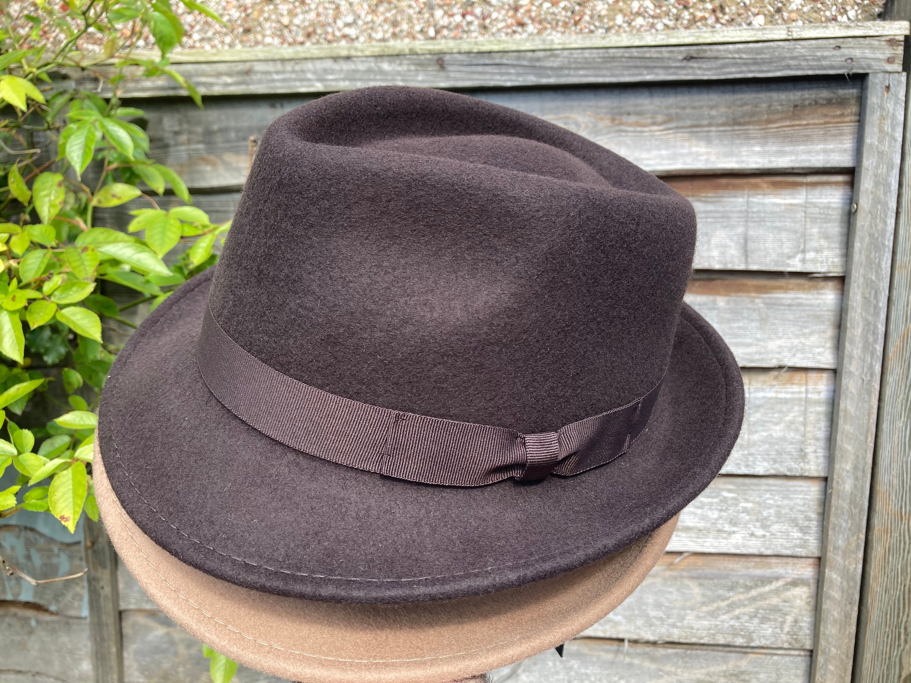 TRILBY HAT/ Crushable 100% Wool Felt Trilby Hat Single Sizes Fedora Hat ...