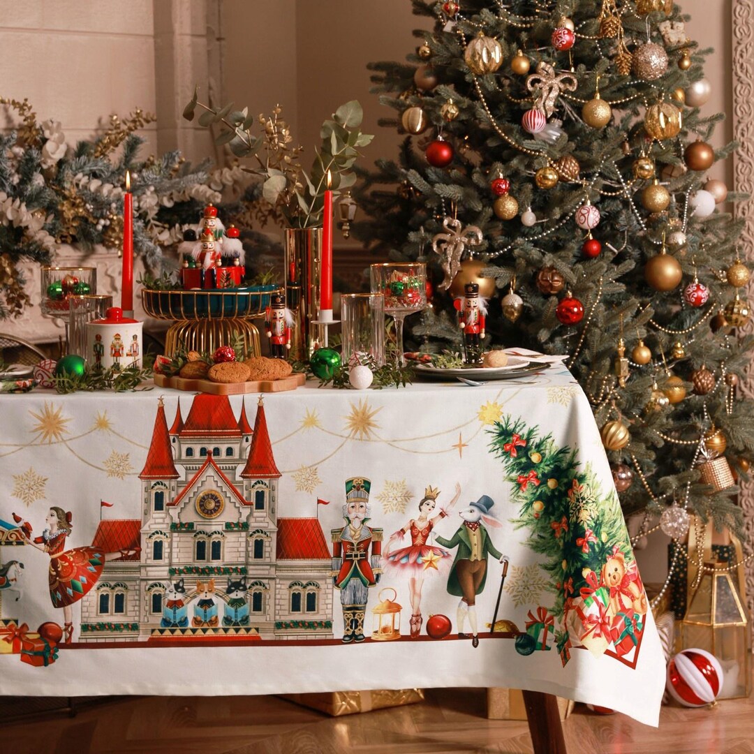 Christmas Tablecloth Nutcracker. Oilcloth Tablecloth Rectangle. Winter ...