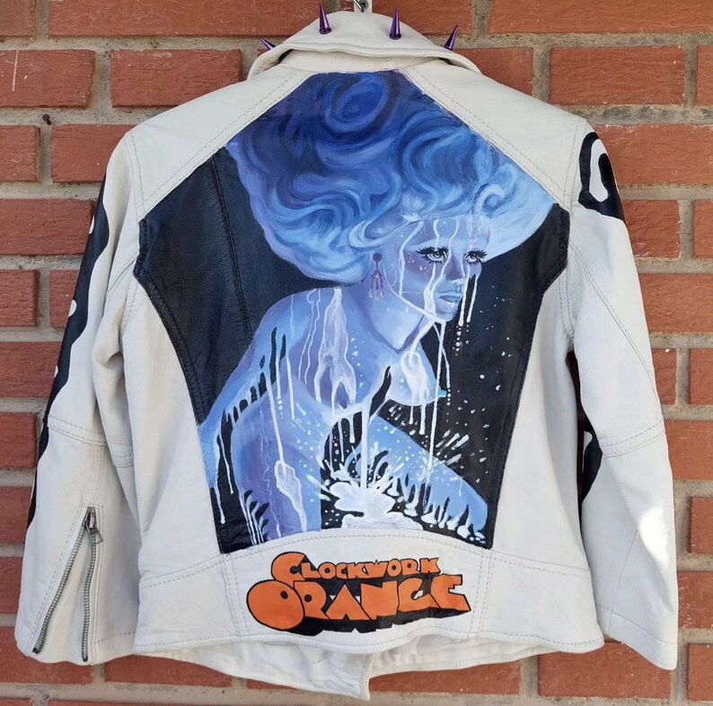 Clockwork Orange Leather Jacket Handpainted Art Clothes Punk Jacket ...