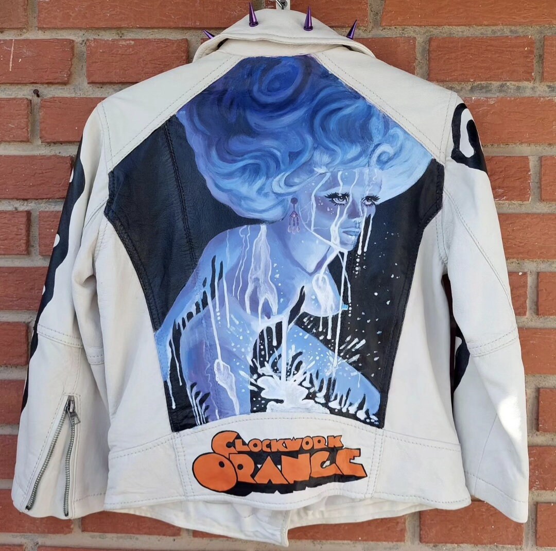 Clockwork Orange Leather Jacket Handpainted Art Clothes Punk Jacket ...
