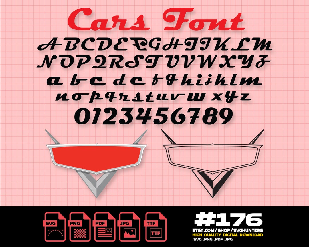 CARS FONT BUNDLE Paquete svg para Cricut Diy Crafts Camisas Tazas ...