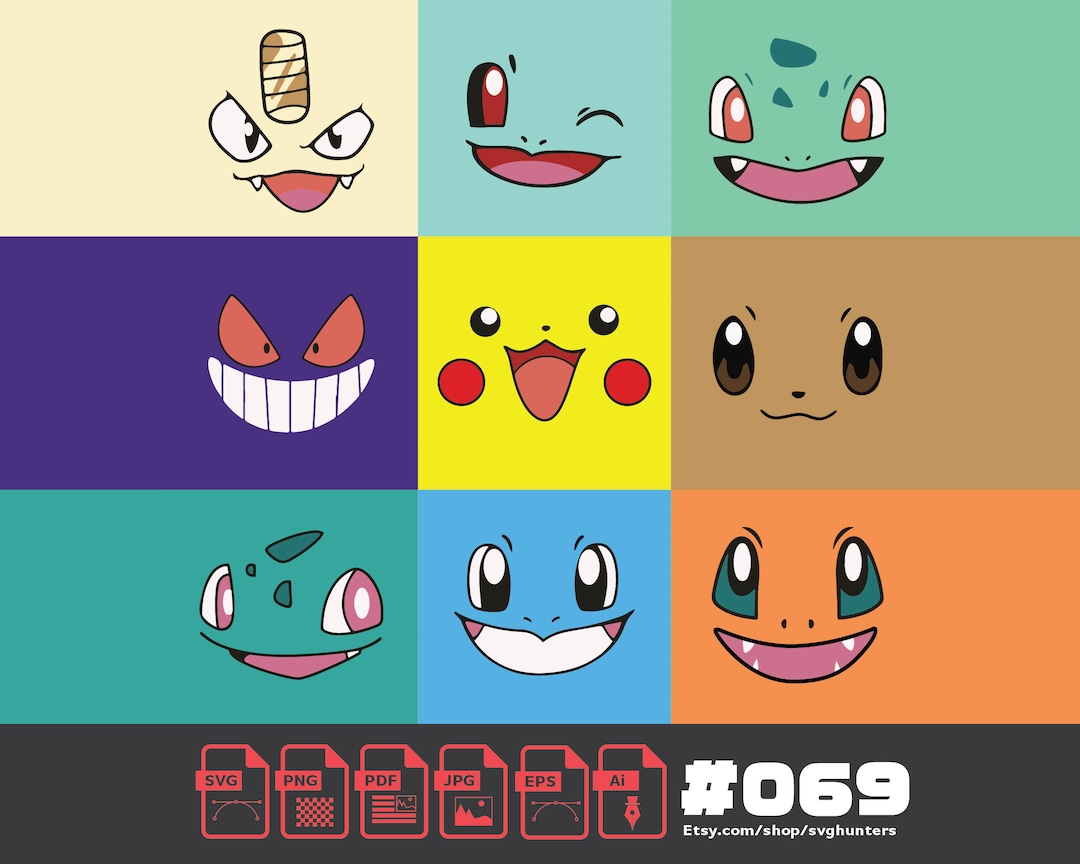 Pokemon Faces Svg Bundle Cricut File Instant Download SVG - Etsy UK