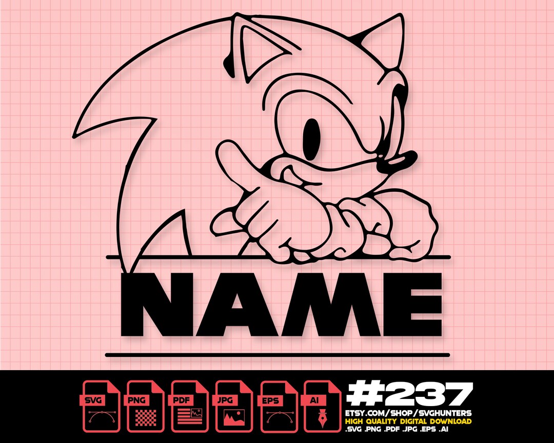 SONIC HEDGEHOG SVG Bundle Custom Name Font Included Sonic Shadow ...