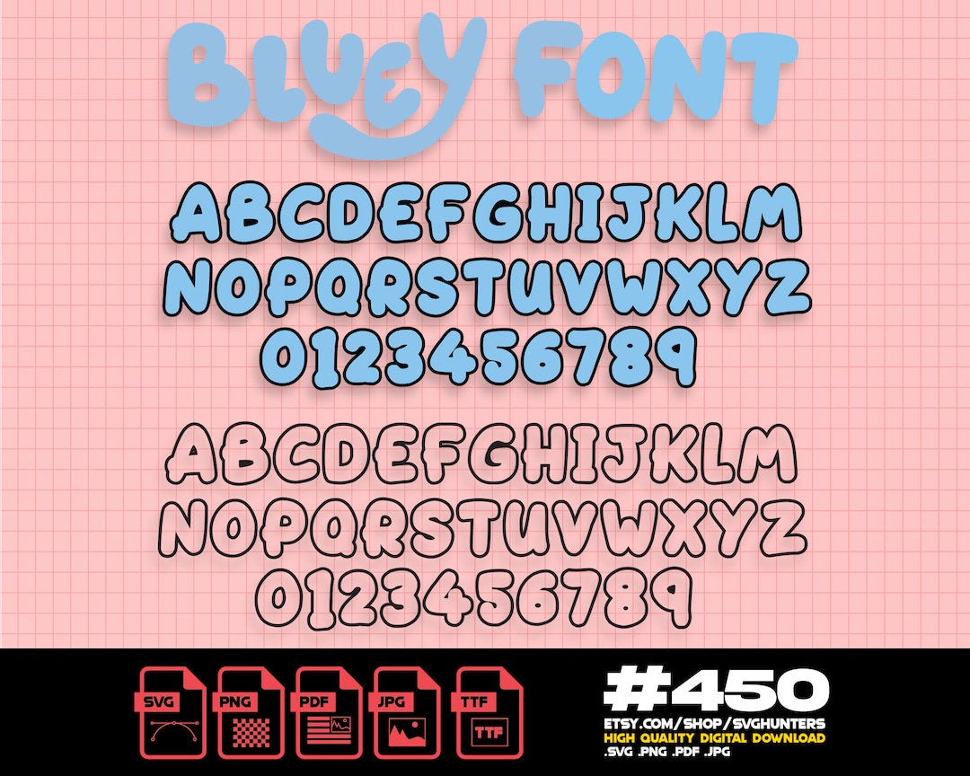 BLUEY BINGO FONT Paquete SVG Fuente adicional para Cricut Print Lazer ...