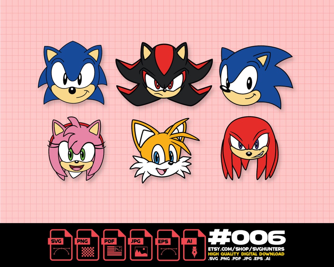 SONIC HEDGEHOG SVG Bundle police inclus Sonic Shadow Knuckles Tails Svg ...