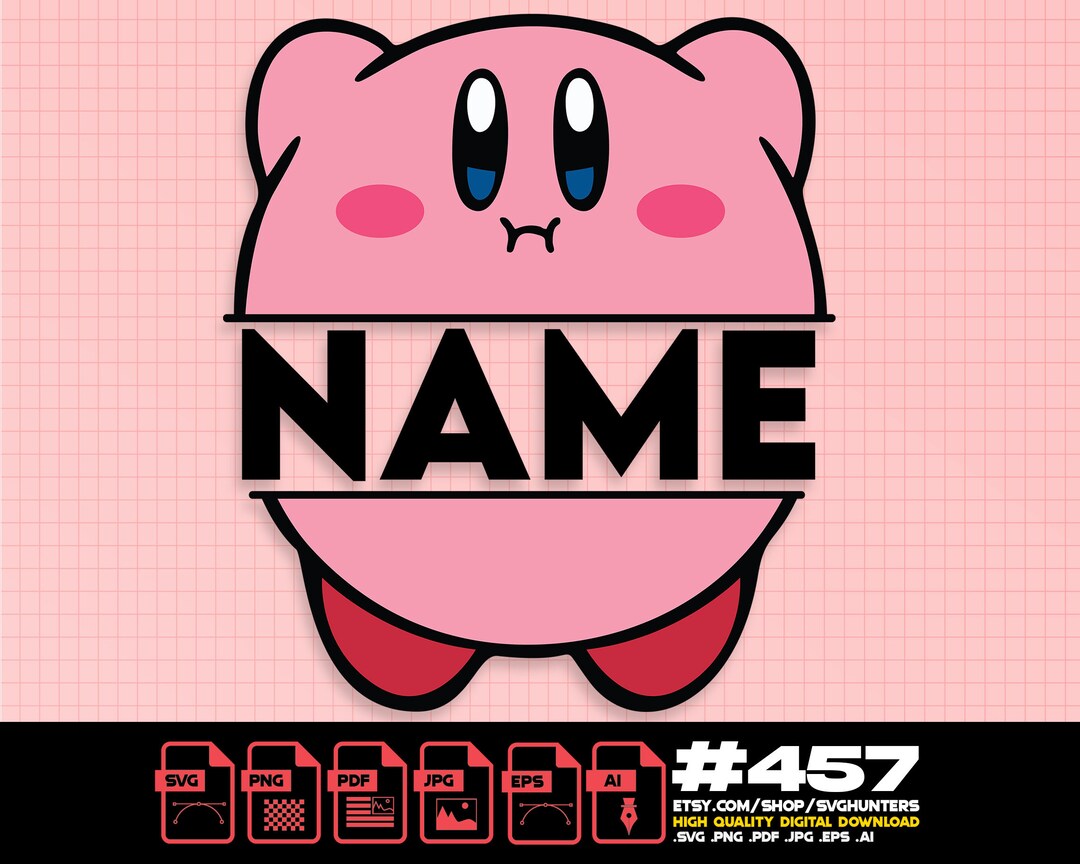 KIRBY SVG BUNDLE Font Included Kirby Png Retro Video Game Character Svg ...