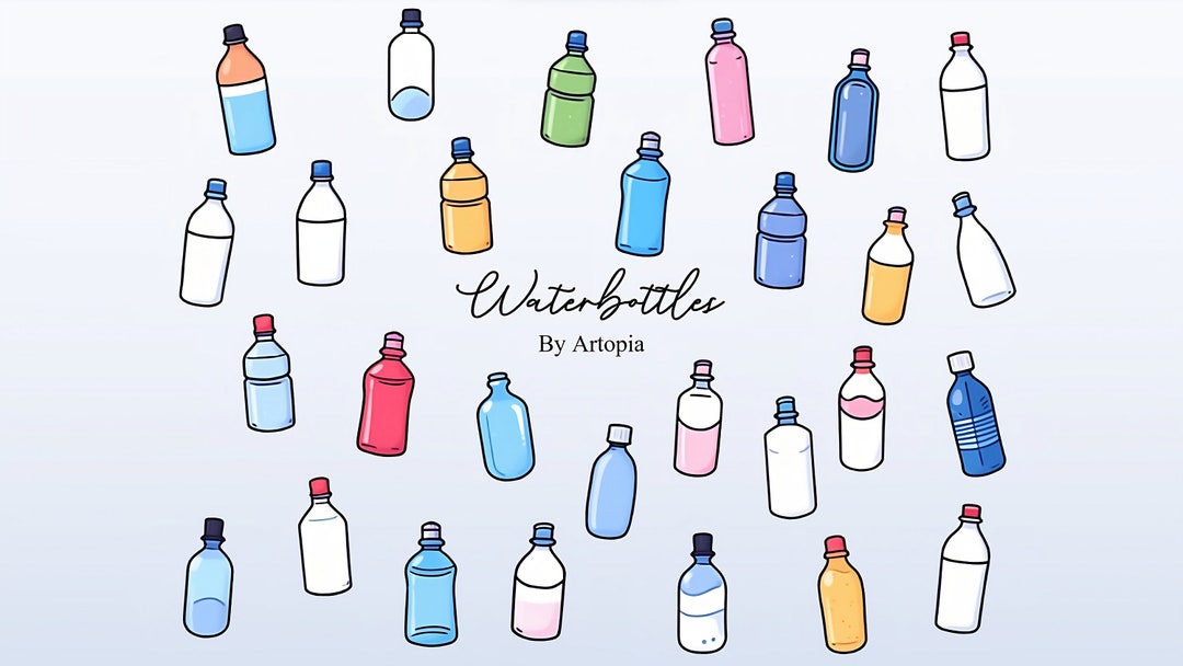 Water Bottles Designs, Clipart PNG, Different Colors and Styles ...