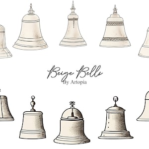 130 Bell Designs, Clipart PNG, Vintage Bells, Realistic Bells, Fine ...