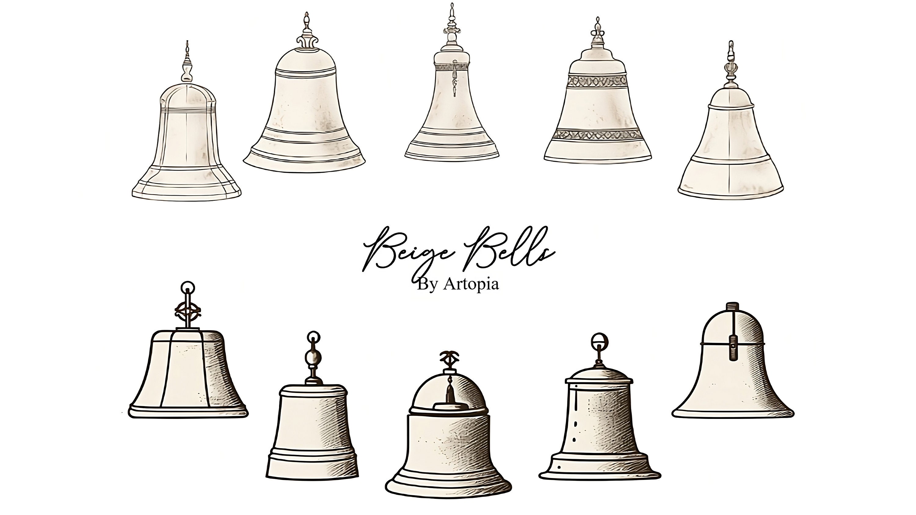 130+ Bell Designs, Clipart PNG, Vintage Bells, Realistic Bells, Fine ...