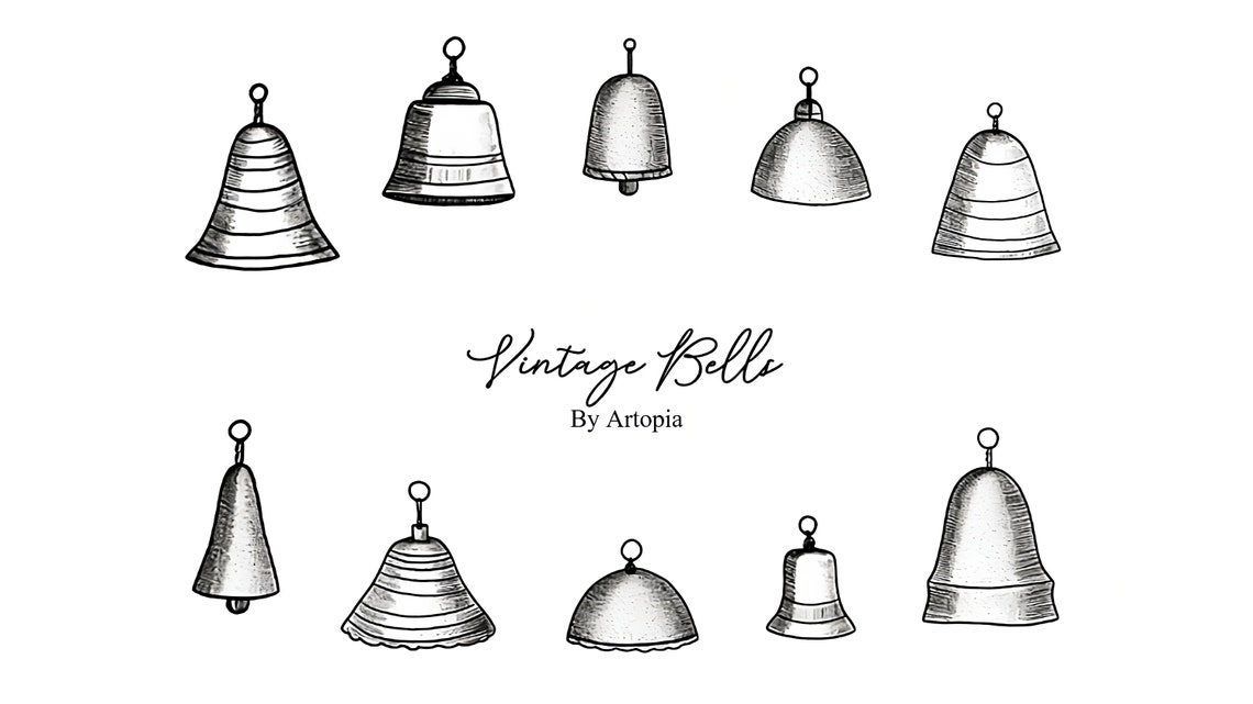 130+ Bell Designs, Clipart PNG, Vintage Bells, Realistic Bells, Fine ...