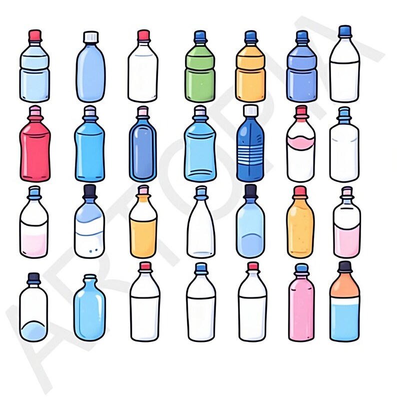 Water Bottles Designs, Clipart PNG, Different Colors and Styles ...