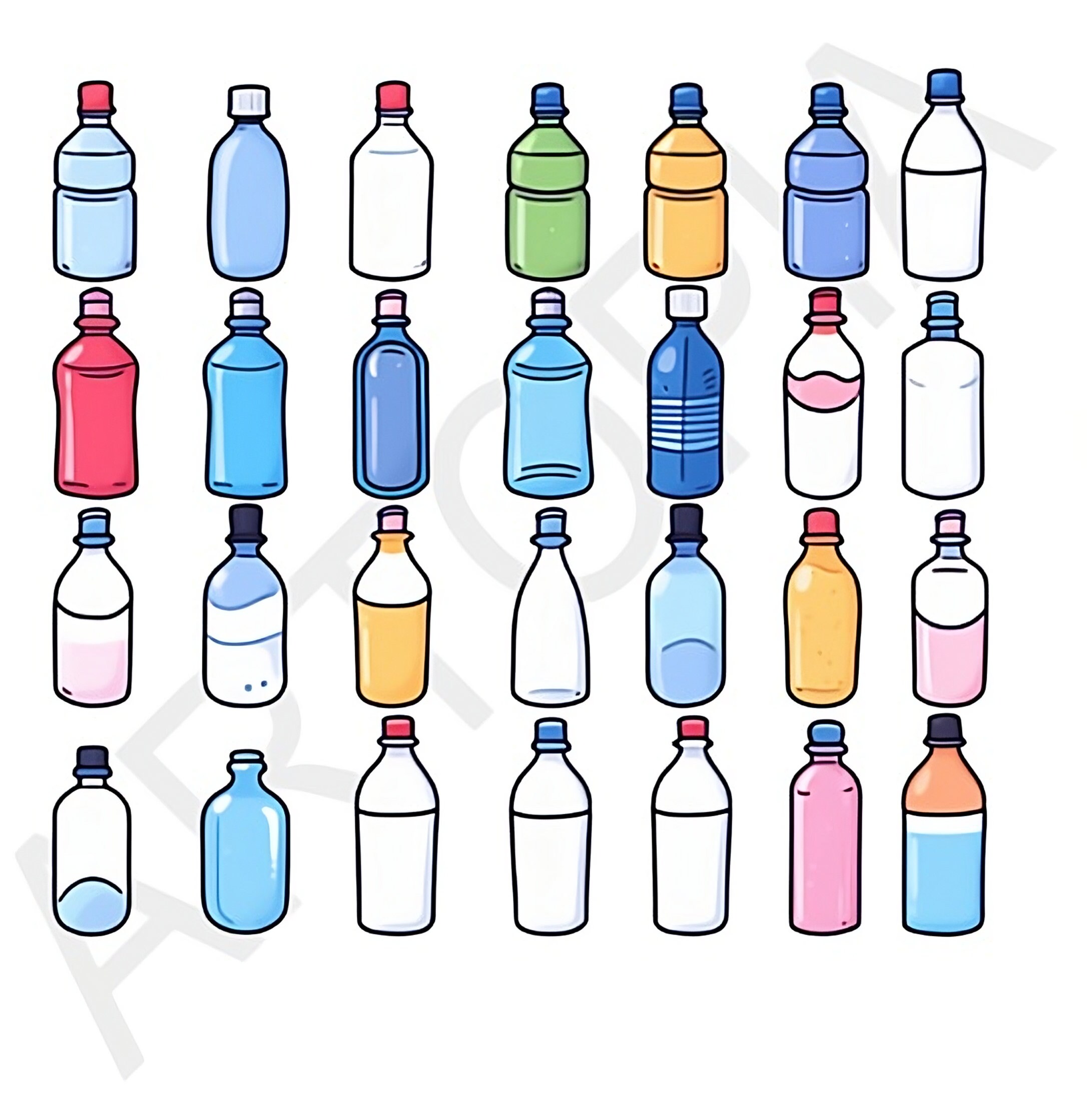 Water Bottles Designs, Clipart PNG, Different Colors and Styles ...