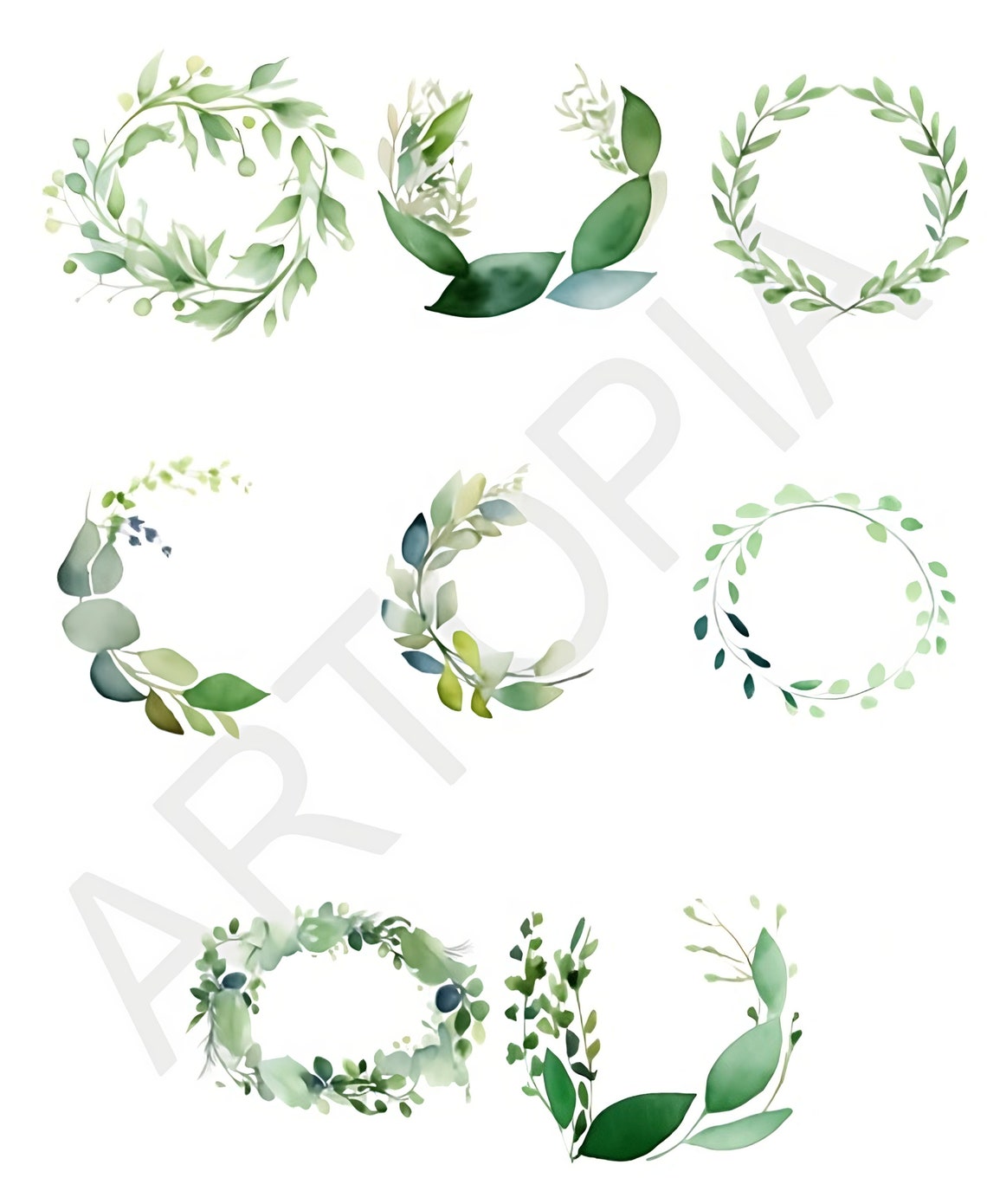 Greenery Frames Clipart Pngs, Wreath Greenery Frames, Rectangle Frames ...