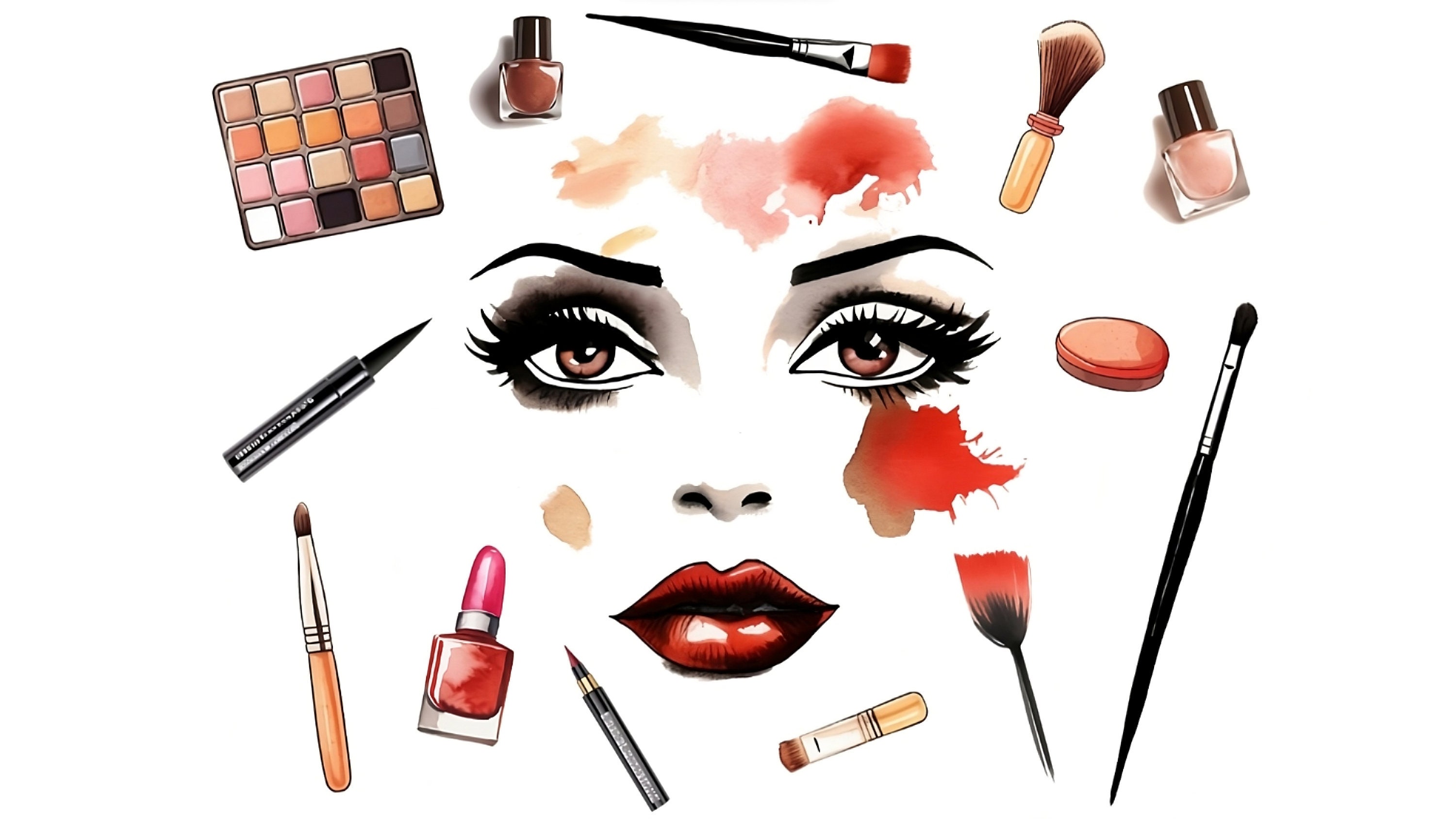 Make-up Set Clipart, Clipart PNG, Women's Essentials, Color Palette ...