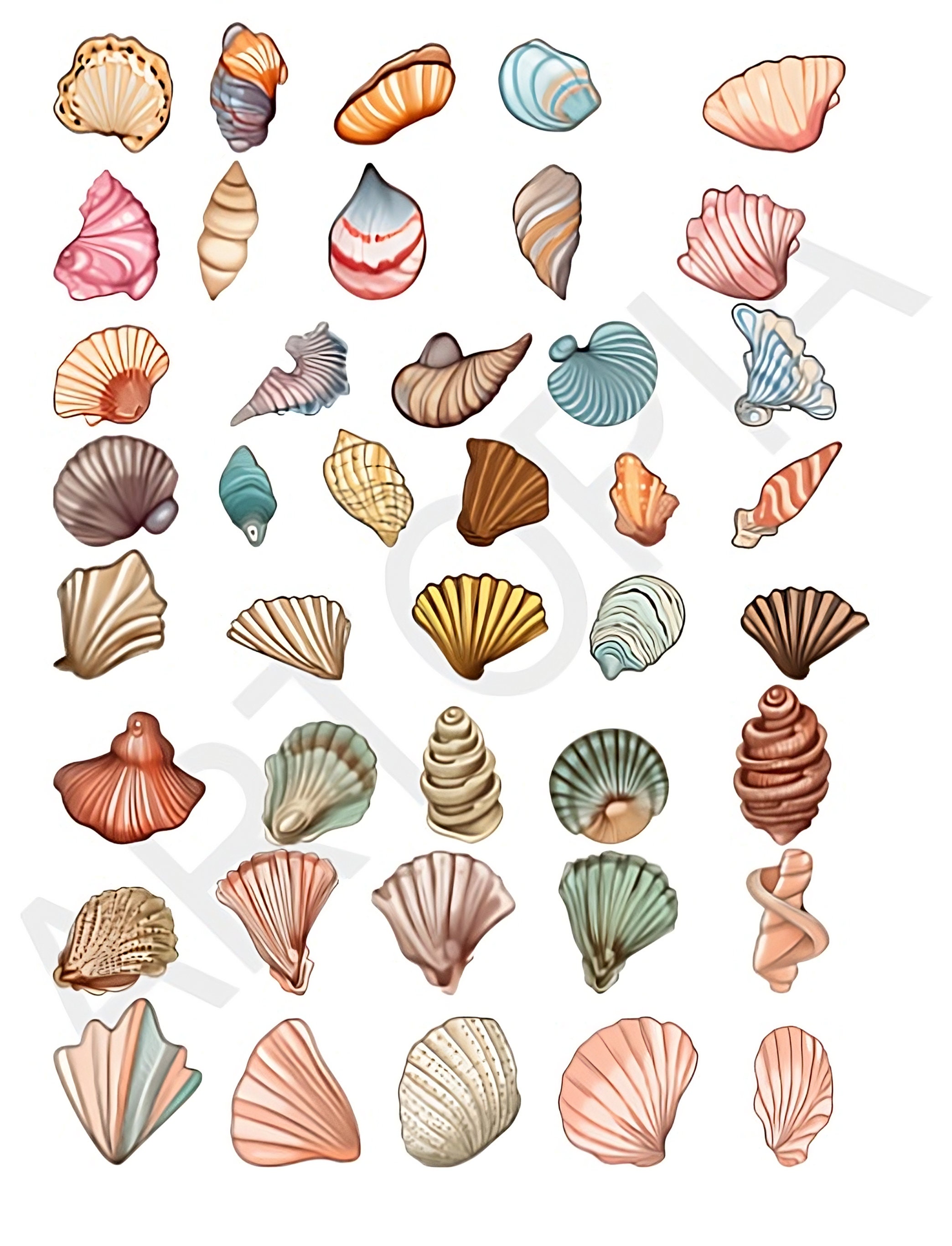 Cartoon Seashell Clipart, PNG, Cartoon Style, Seashells, Underwater ...